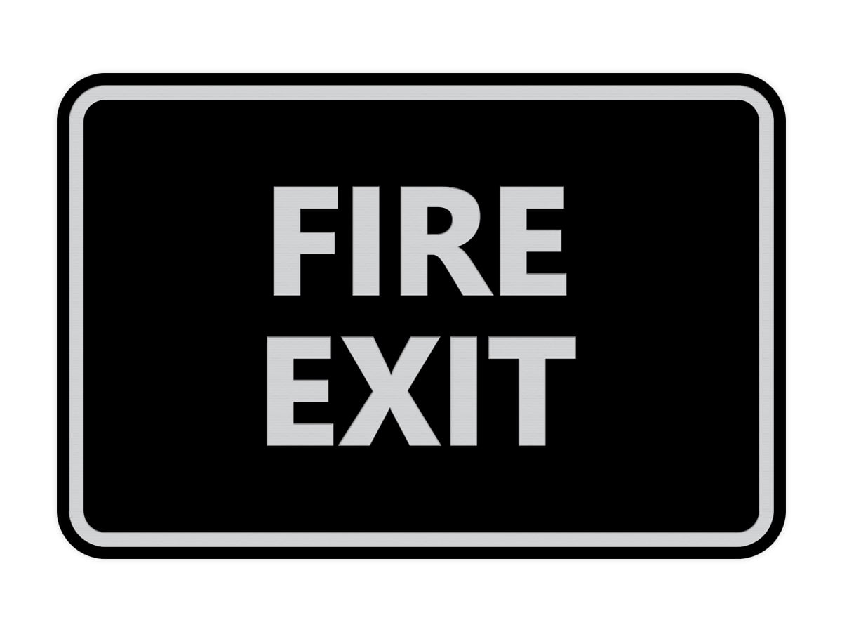 Classic Fire Exit Sign (Black / Silver) - Large - Walmart.com