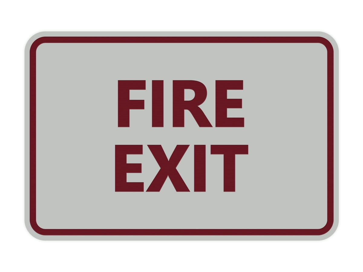 Classic Fire Exit Sign (Light Grey / Burgundy) - Large - Walmart.com