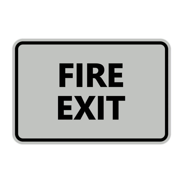 Classic Fire Exit Sign (Lt Gray) - Small - Walmart Business Supplies