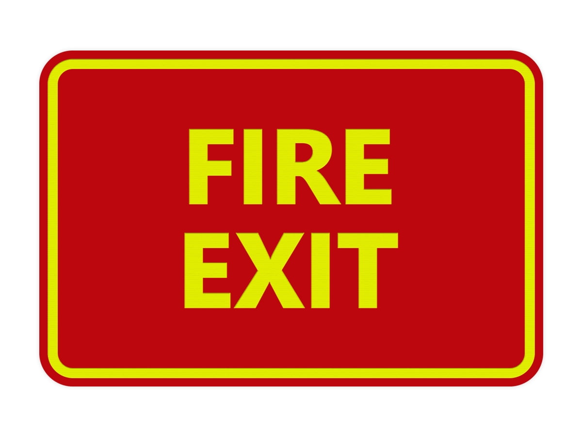 Classic Fire Exit Sign (Red/Yellow) - Large - Walmart.com