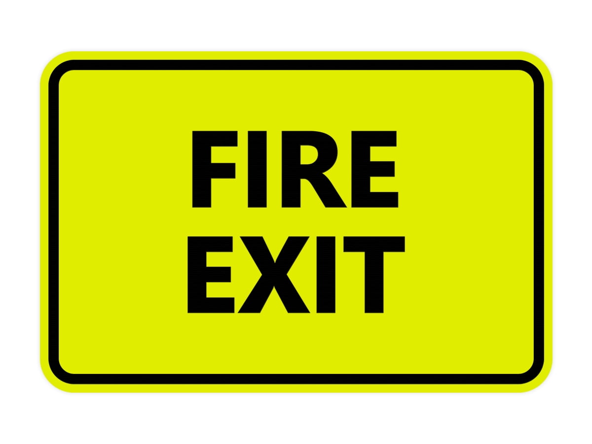 Classic Fire Exit Sign (Yellow / Black) - Small - Walmart.com