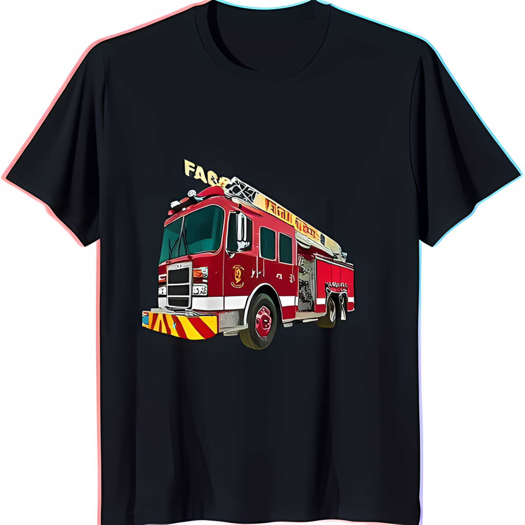 Classic Fire Truck Graphic Black T-Shirt Bold 'FIRE DEPT' Design ...