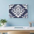 Classic Floral Pattern Canvas Wall Art, Navy Blue Background White ...