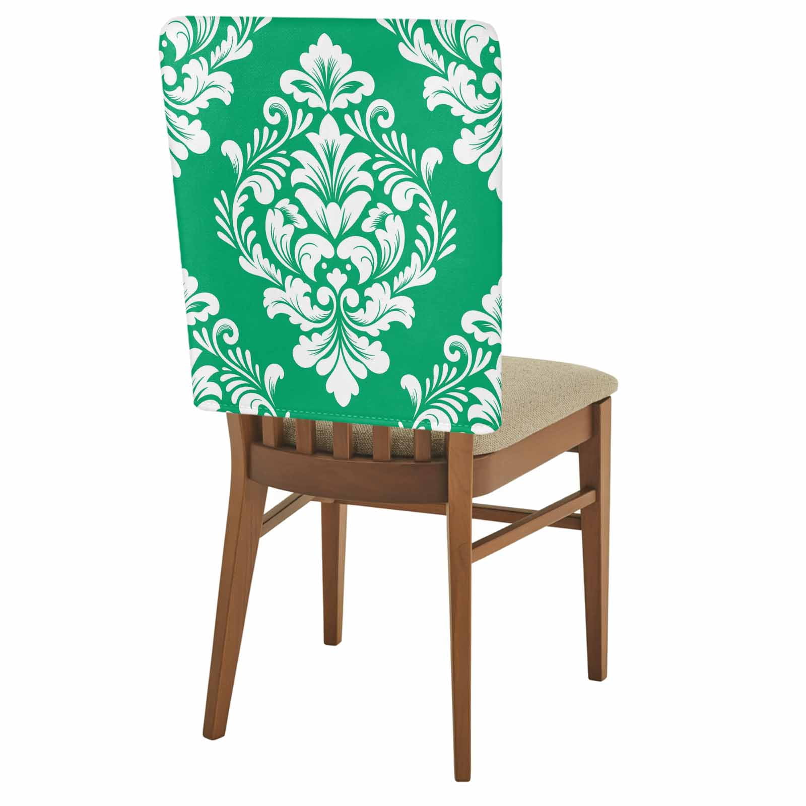 Classic Floral Pattern Chair Covers Set of 4 Green Background White ...