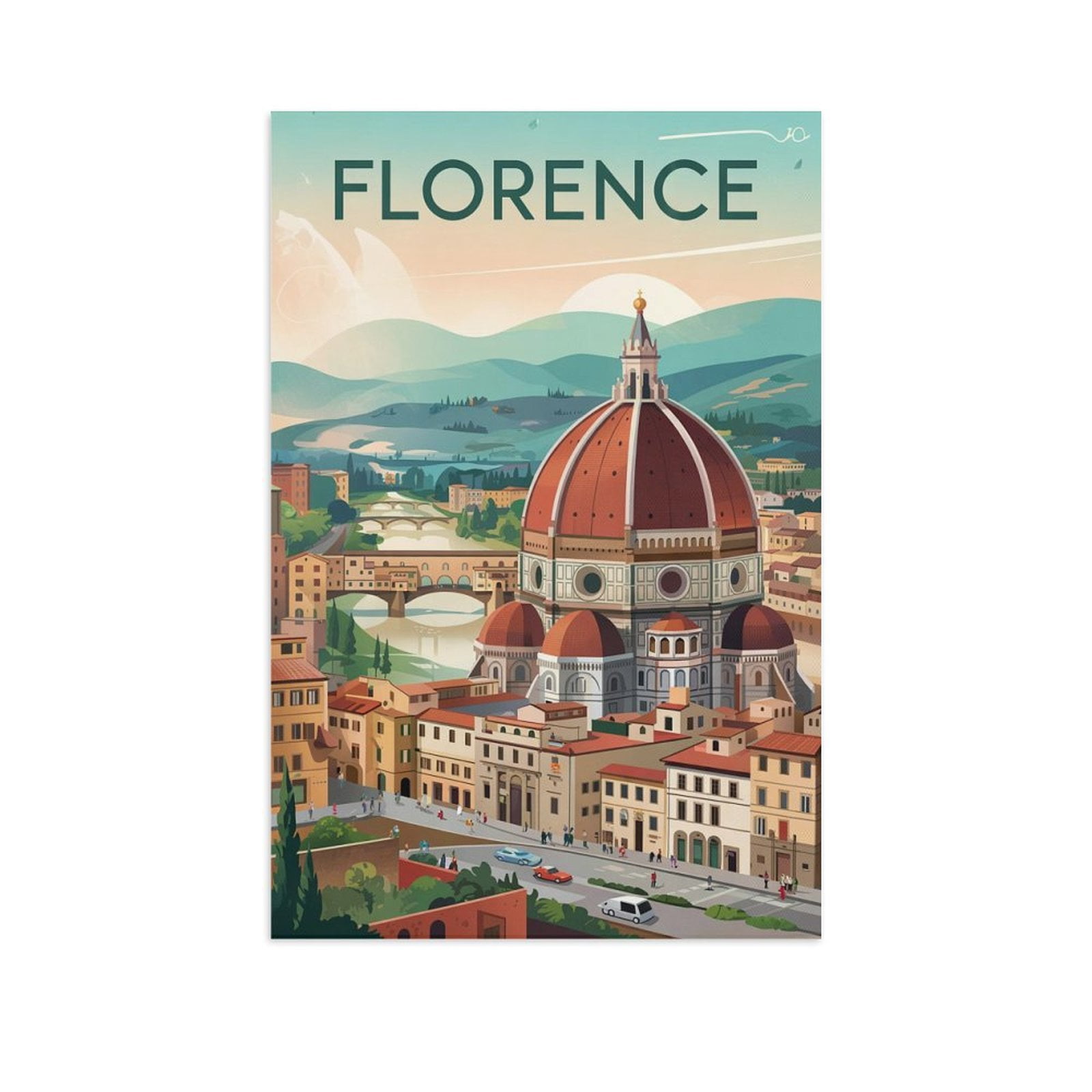 Classic Florence Cityscape Retro Italian Tourism Poster for Home Décor ...