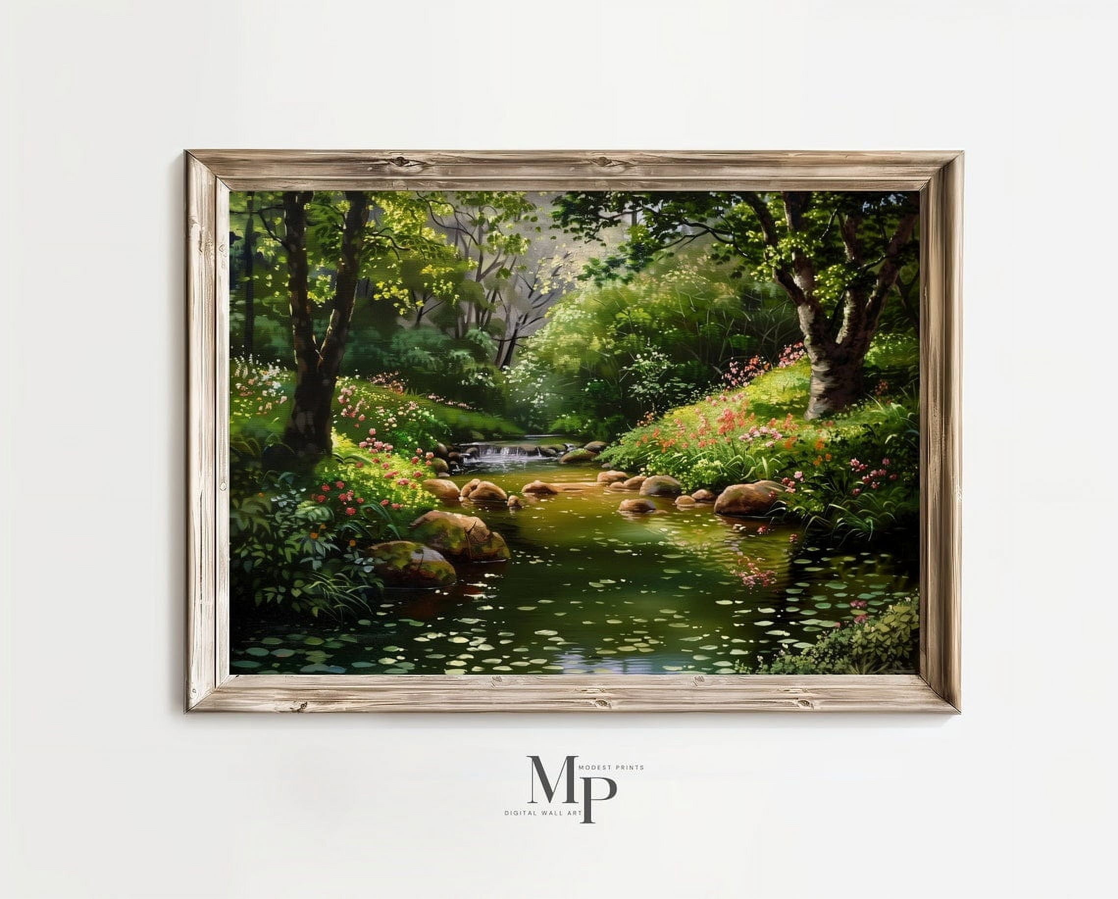 Classic Forest Stream Landscape Print, Farmhouse Decor, Country Oil ...