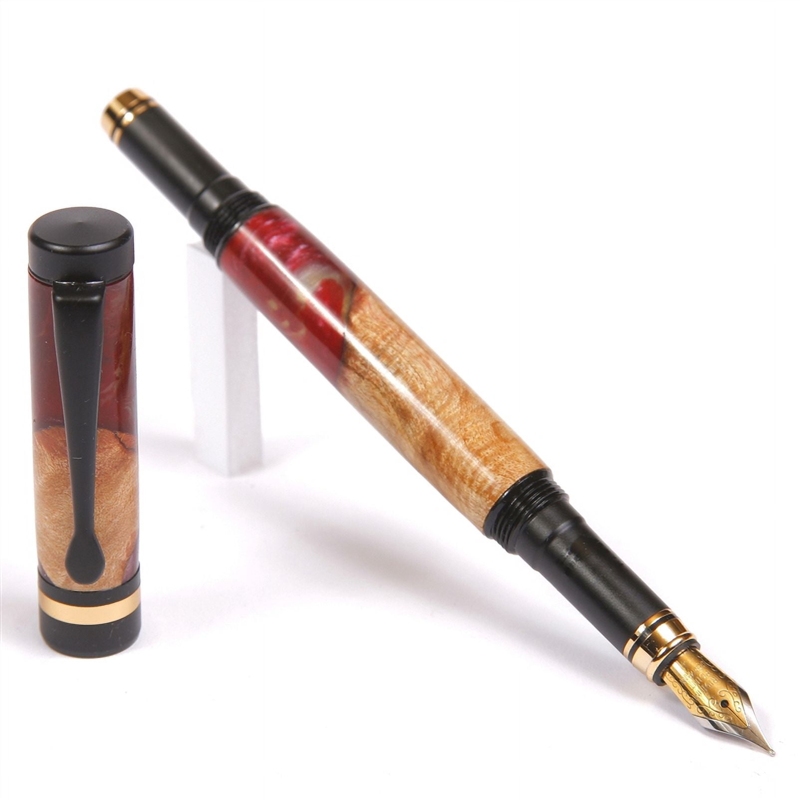 Classic Fountain Pen - Red and Silver Burl End Cap - Walmart.com