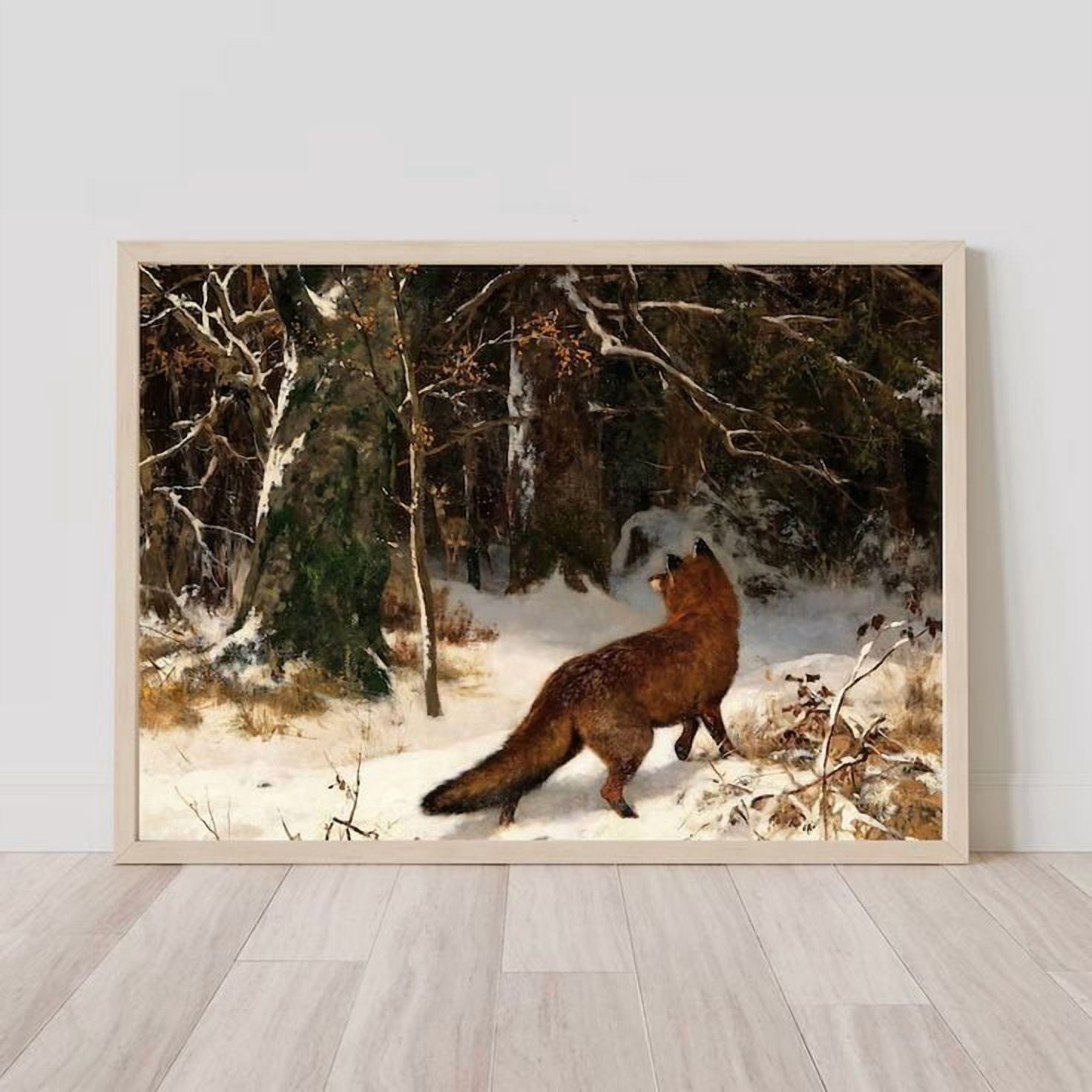 Classic Fox Encounter in Winter Wall Art Poster Size 24''x36'' -Gategoo ...