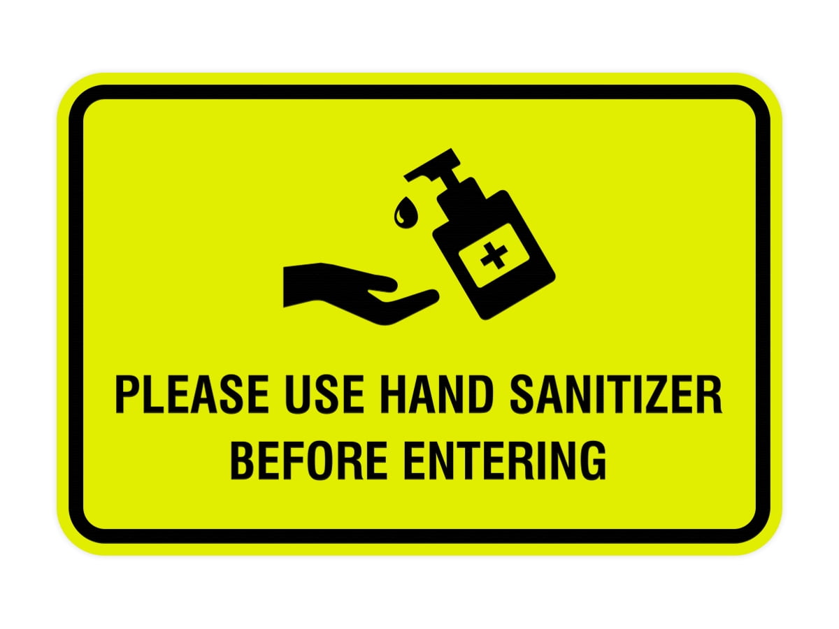 Classic Frame Please Use Hand SaniBefore Entering Sign (Yellow / Black ...