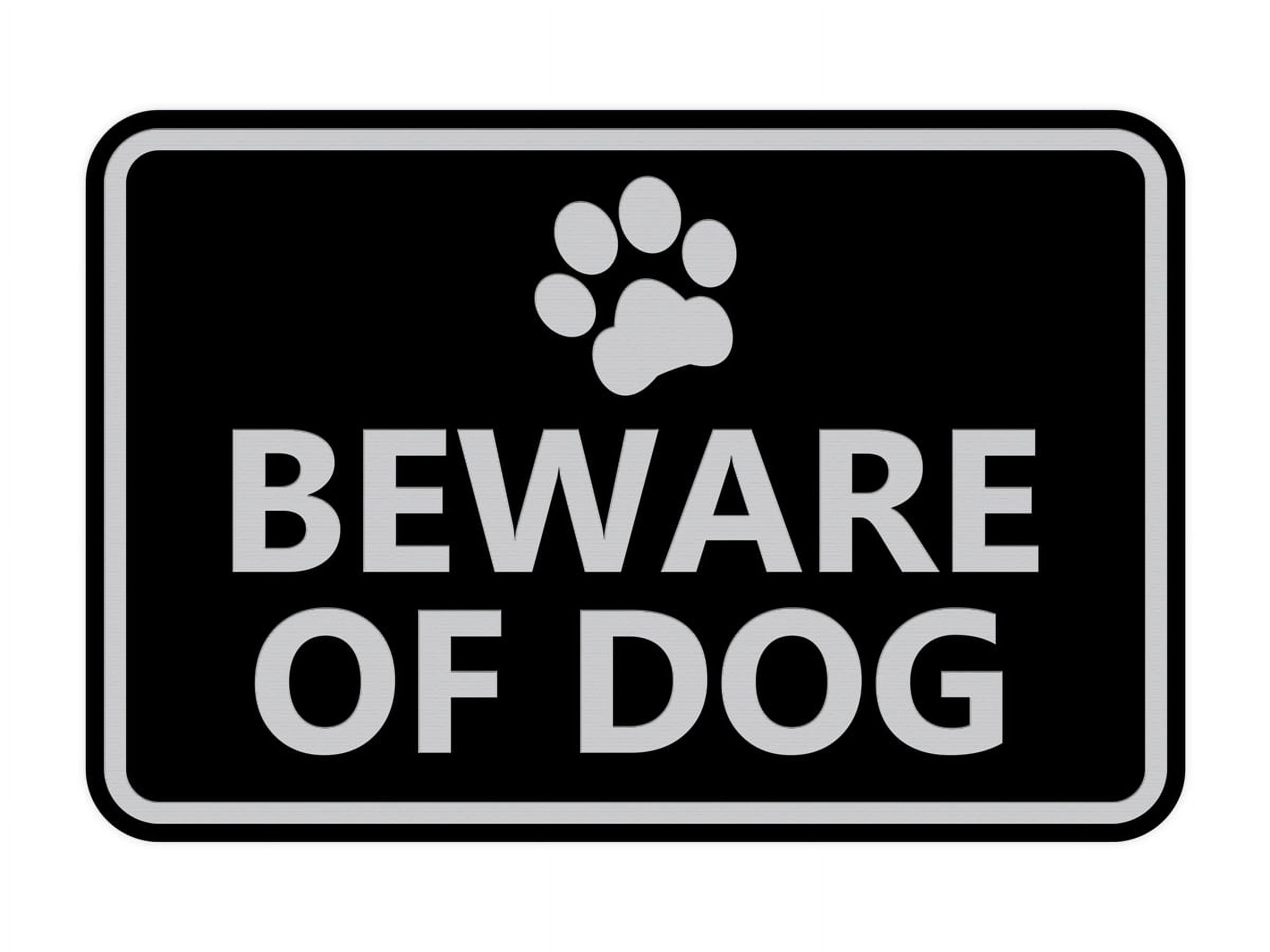 Classic Framed Beware of Dog Sign (Black / Silver) - Large - Walmart.com