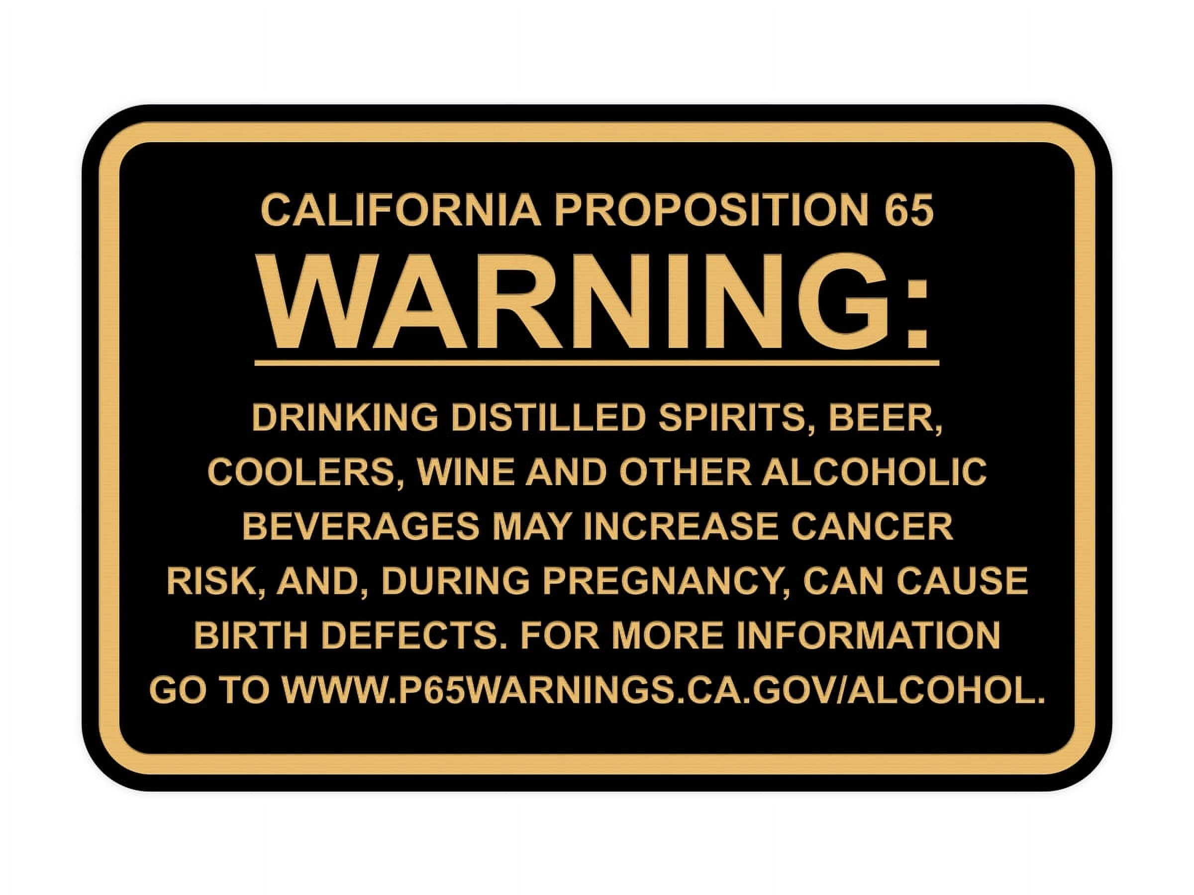 Classic Framed California Proposition 65 Sign Alcoholic Beverages ...