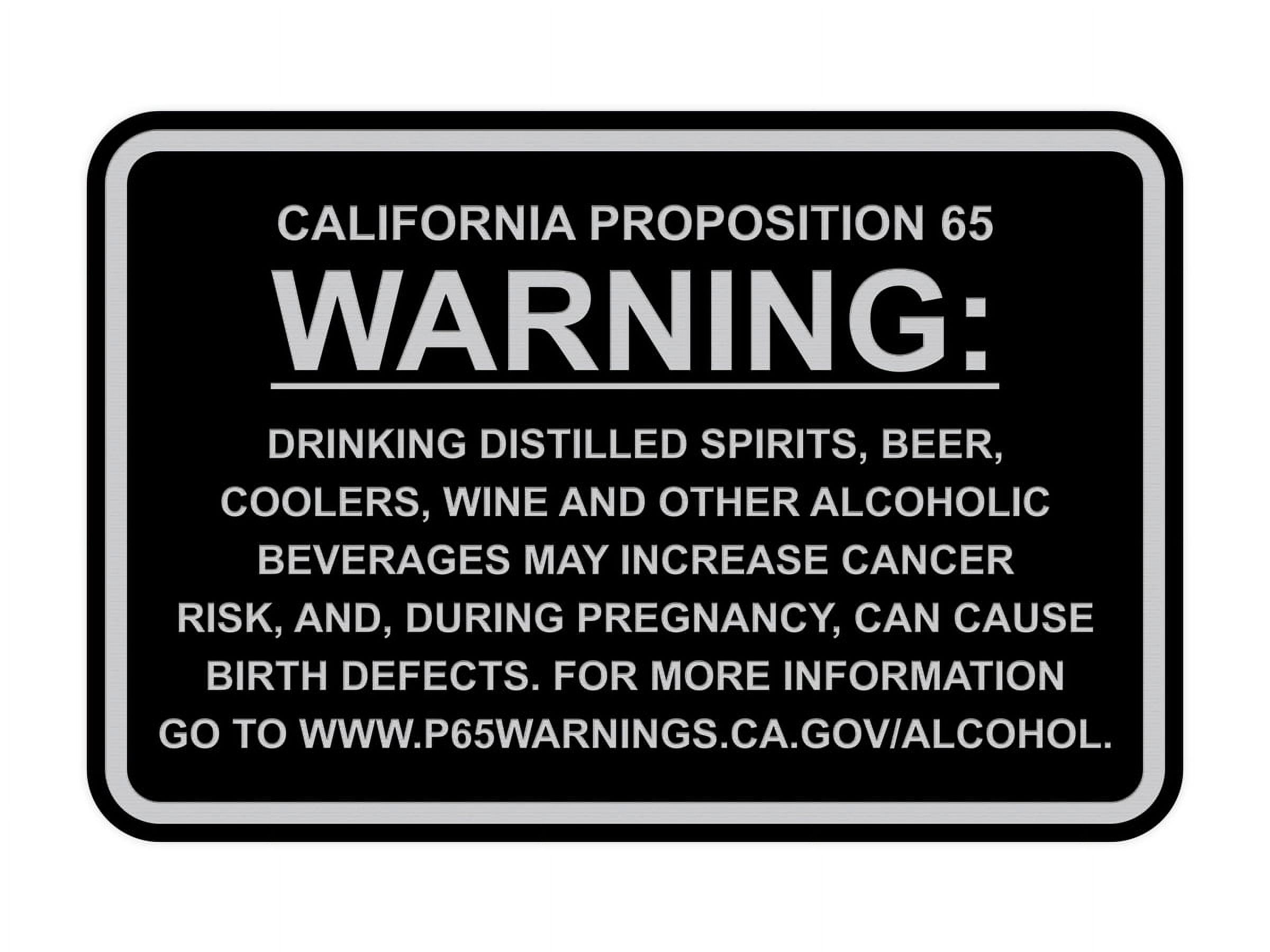 Classic Framed California Proposition 65 Sign Alcoholic Beverages ...