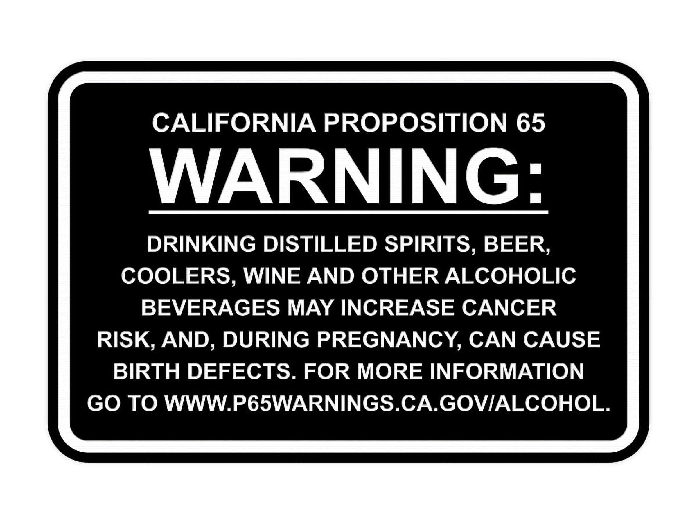 Classic Framed California Proposition 65 Sign Alcoholic Beverages ...