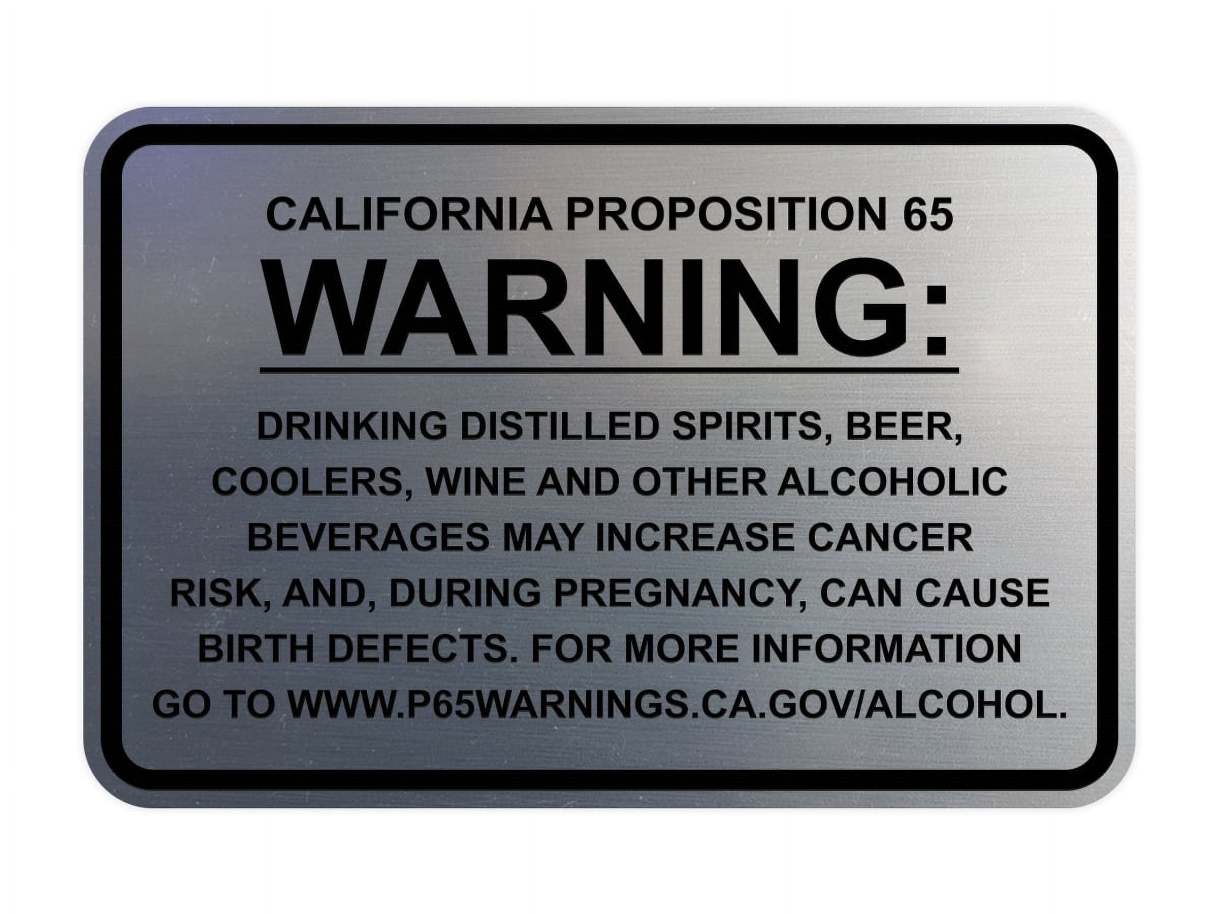 Classic Framed California Proposition 65 Sign Alcoholic Beverages ...