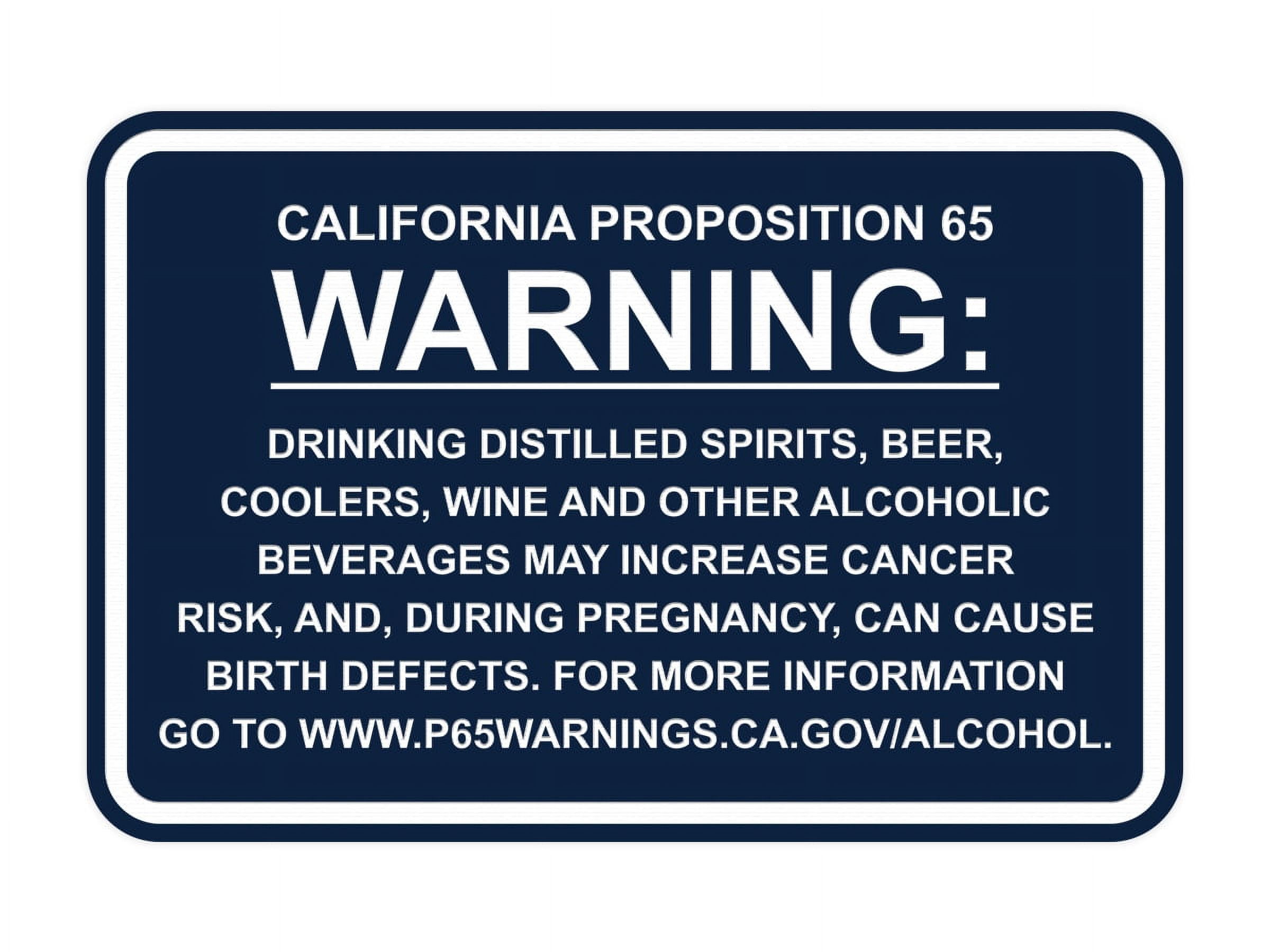 Classic Framed California Proposition 65 Sign Alcoholic Beverages (Navy ...
