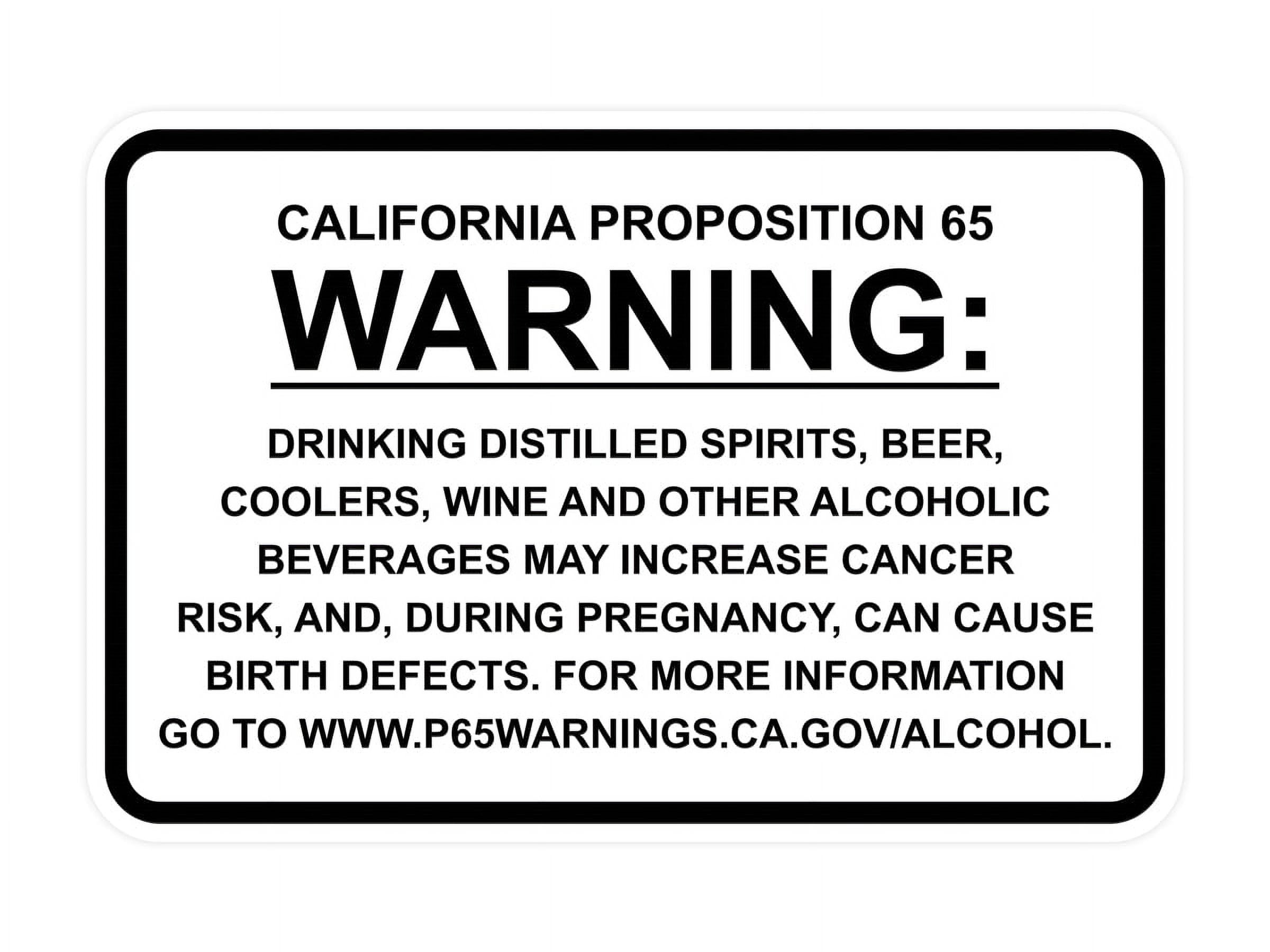 Classic Framed California Proposition 65 Sign Alcoholic Beverages ...