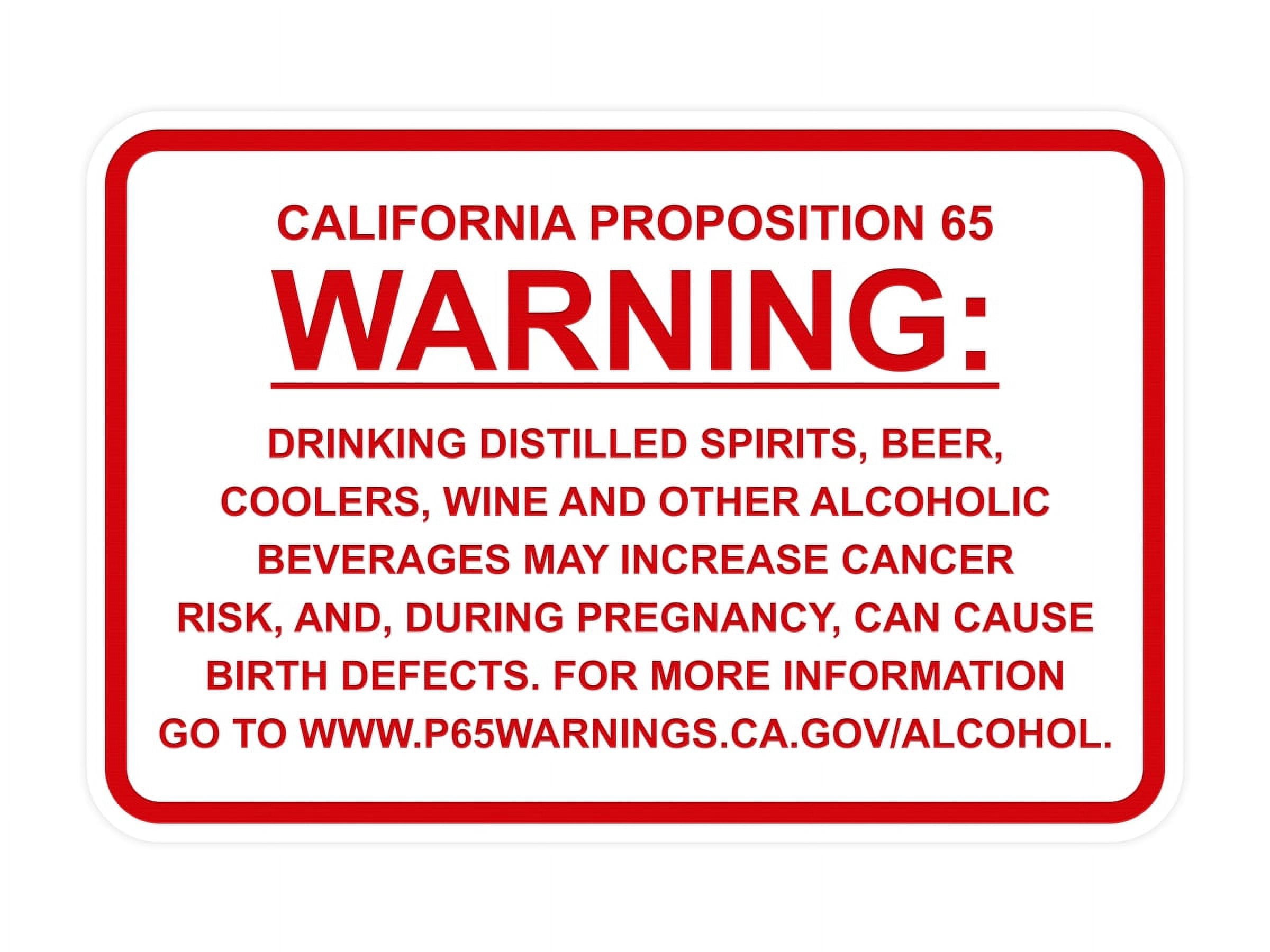 Classic Framed California Proposition 65 Sign Alcoholic Beverages ...