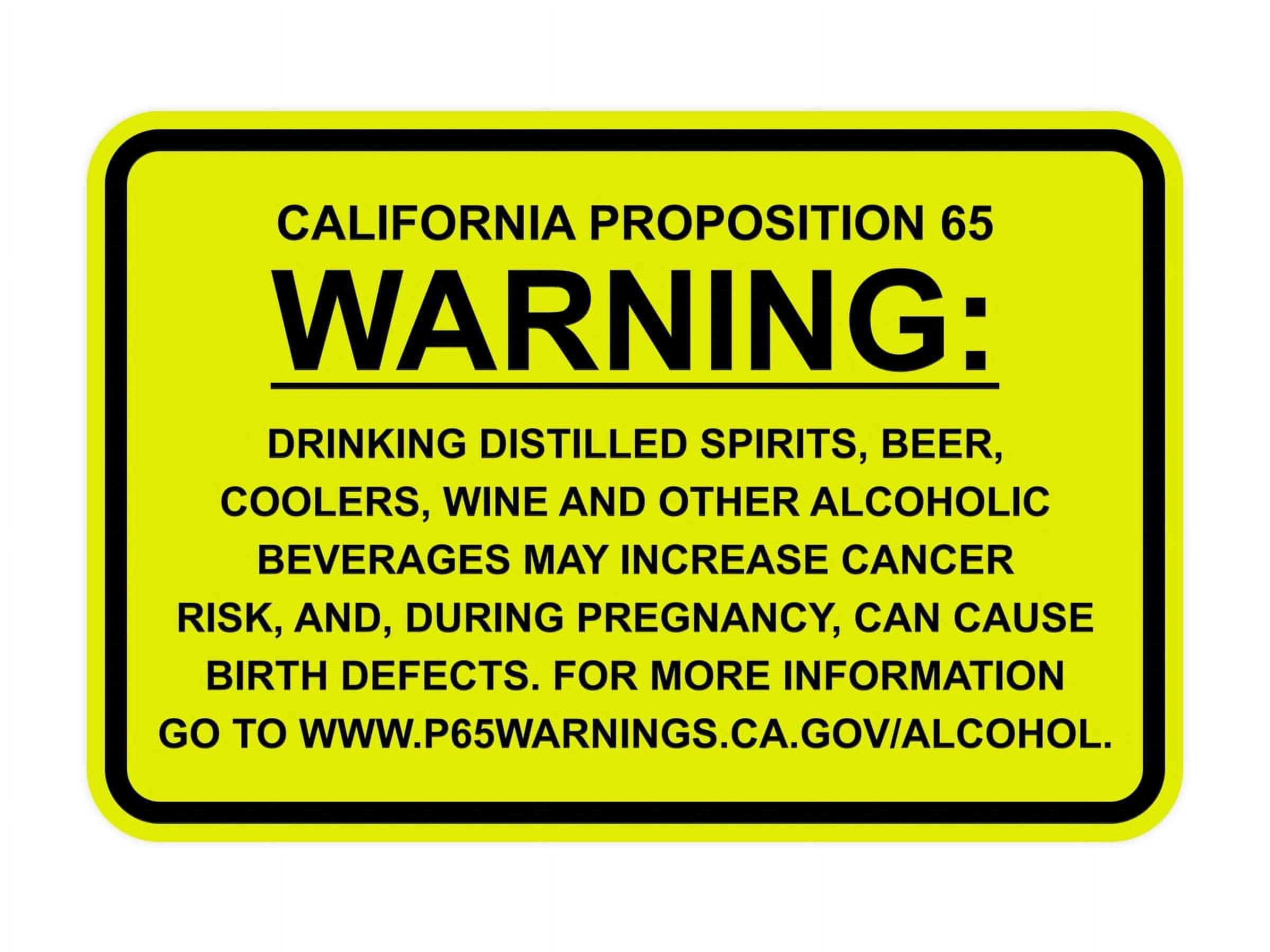 Classic Framed California Proposition 65 Sign Alcoholic Beverages ...