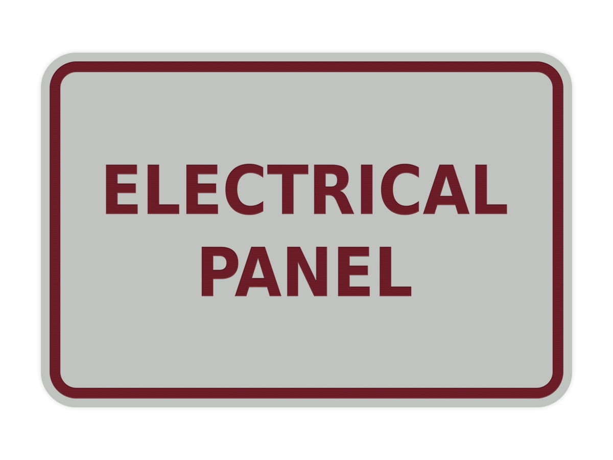 Classic Framed Electrical Panel Sign (Light Grey / Burgundy) - Large ...