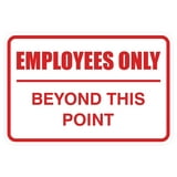 Classic Framed Employees Only Beyond This Point Sign (White/Red ...