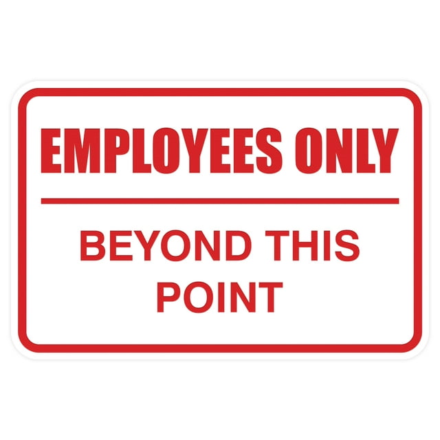 Classic Framed Employees Only Beyond This Point Sign (White/Red ...