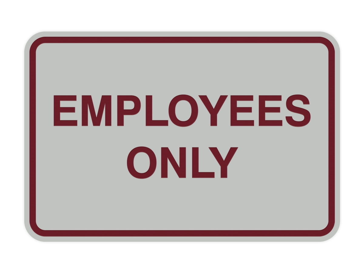 Classic Framed Employees Only Sign (Light Grey / Burgundy) - Large ...