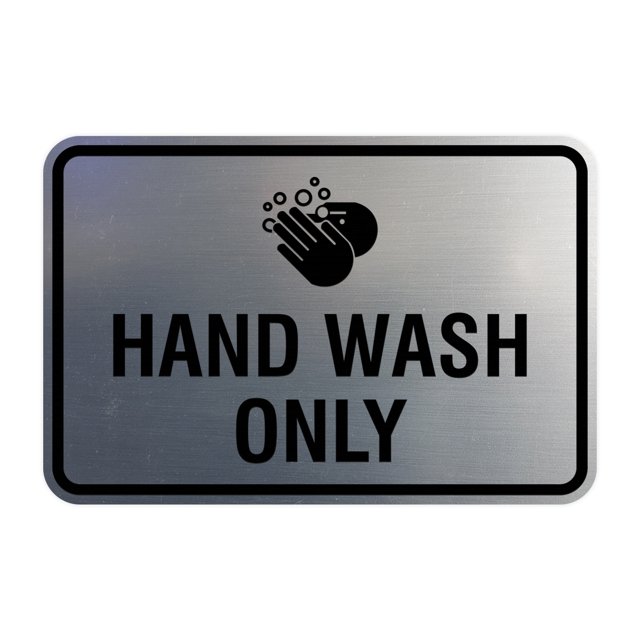Classic Framed Hand Wash Only Sign (Brushed Silver) - Large - Walmart.com