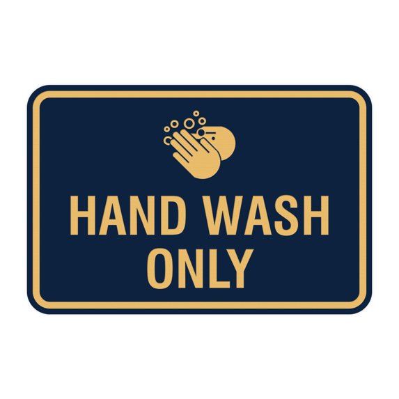 Classic Framed Hand Wash Only Sign (Navy Blue/Gold) - Large - Walmart.com