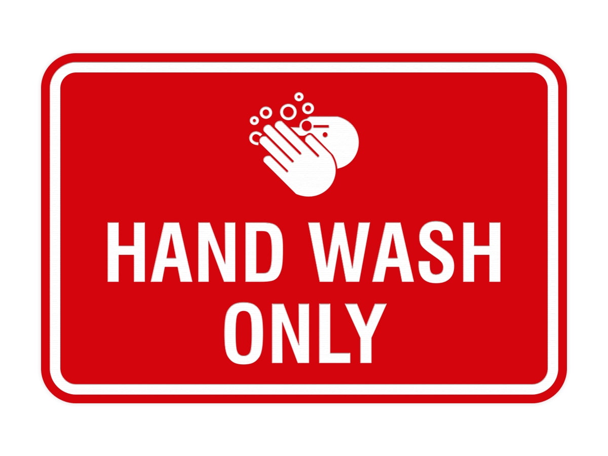 Classic Framed Hand Wash Only Sign (Red) - Large - Walmart.com