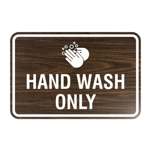 Classic Framed Hand Wash Only Sign (Walnut) - Small - Walmart.com