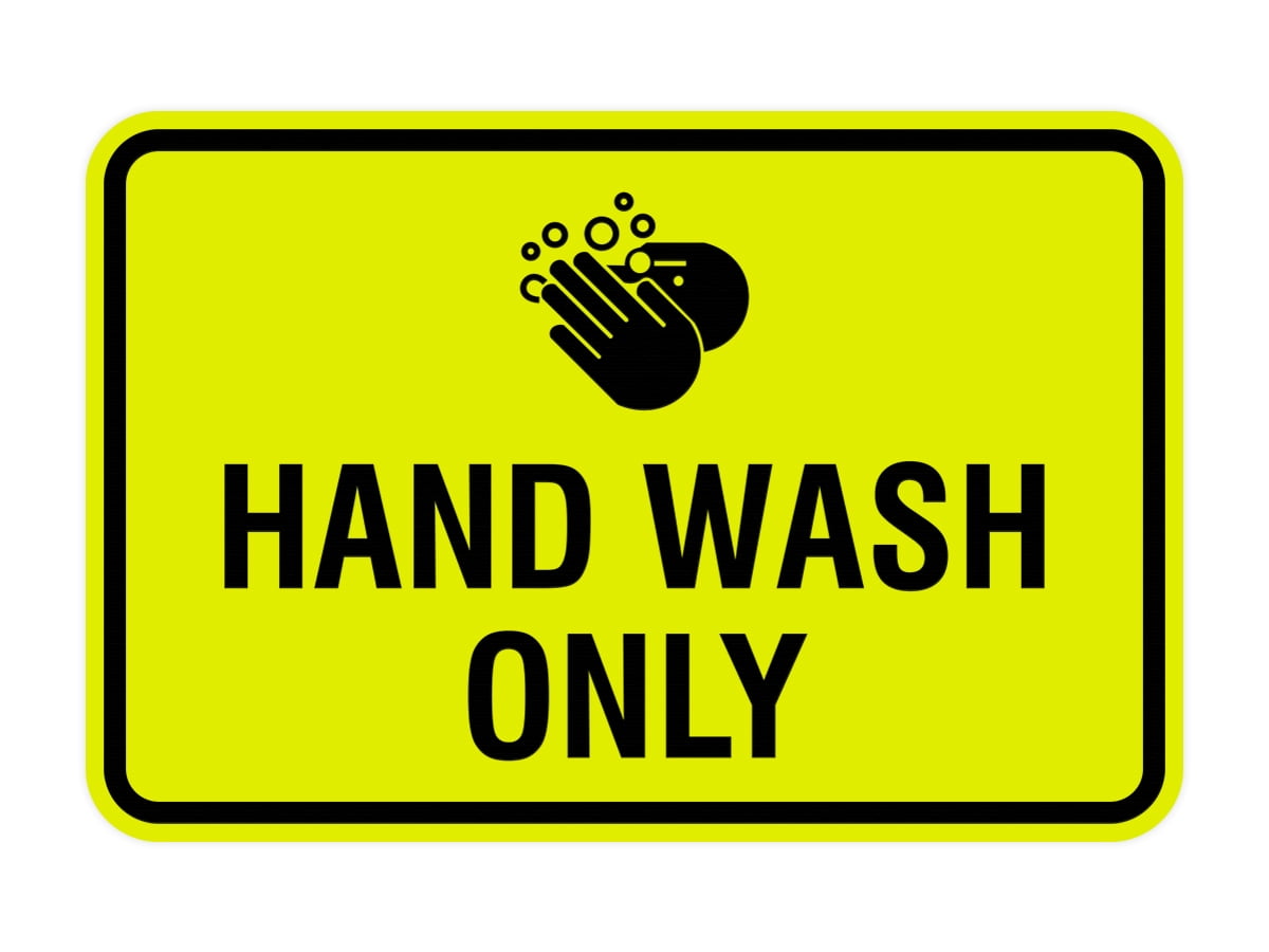 Classic Framed Hand Wash Only Sign (Yellow / Black) - Large - Walmart.com
