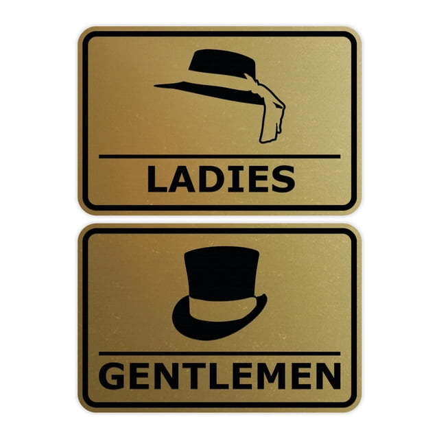 Classic Framed Ladies And Gentlemen Sign Set (Brushed Gold) - Small ...