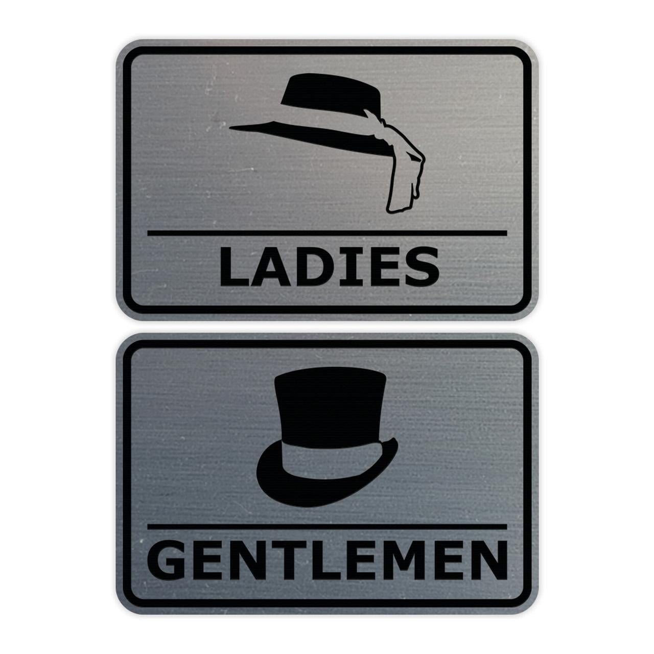 Classic Framed Ladies And Gentlemen Sign Set (Brushed Silver) - Small ...
