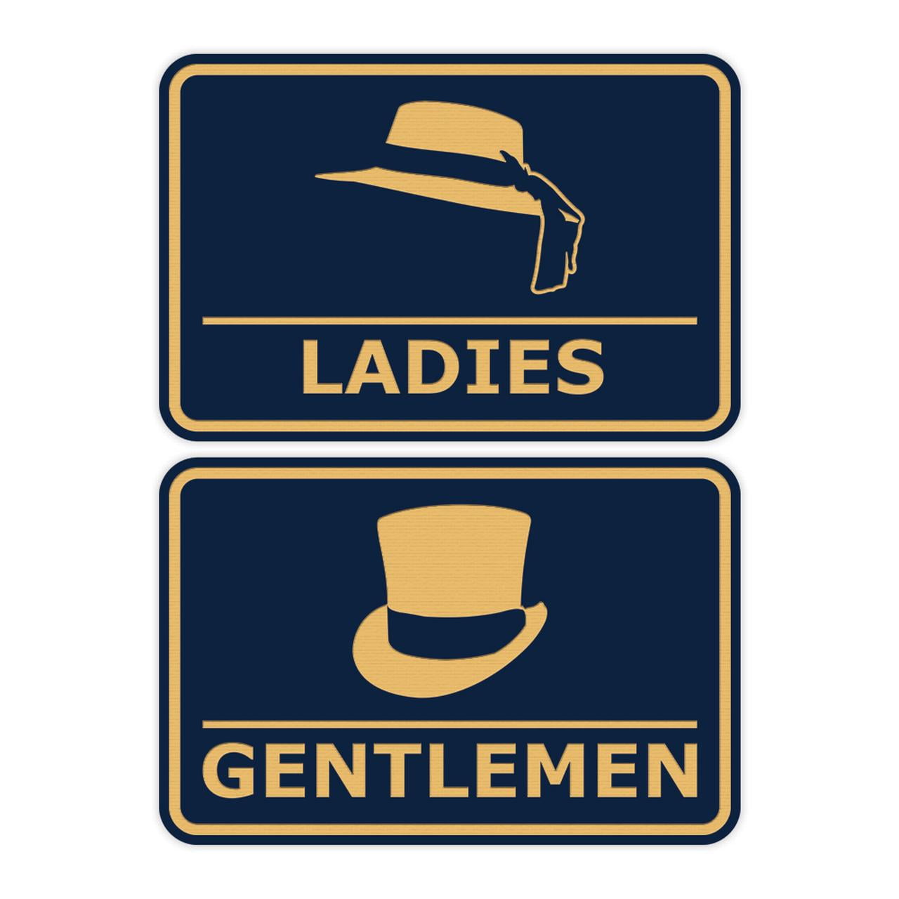Classic Framed Ladies And Gentlemen Sign Set (Navy Blue/Gold) - Medium ...