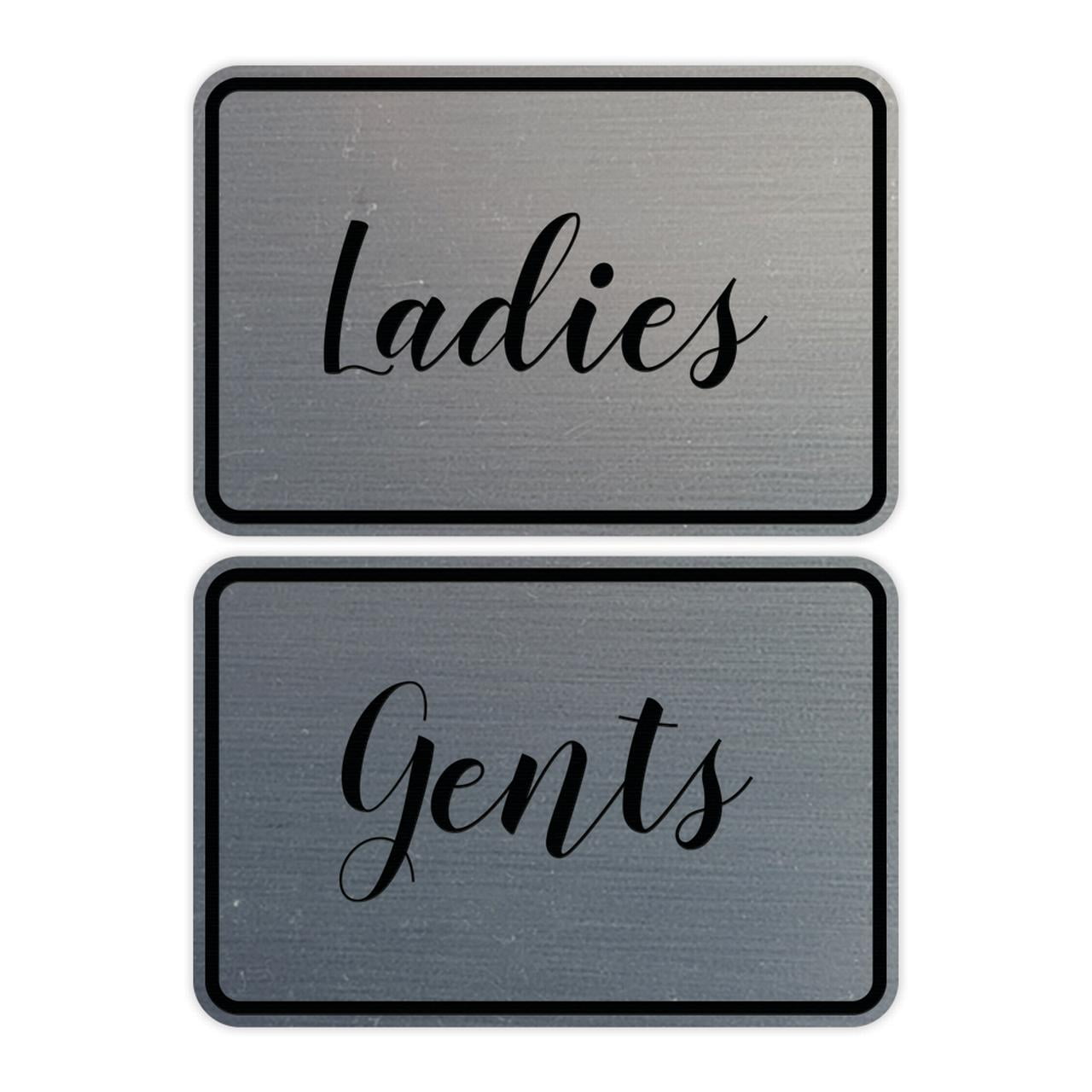 Classic Framed Ladies And Gents Sign Set (Brushed Silver) - Small ...