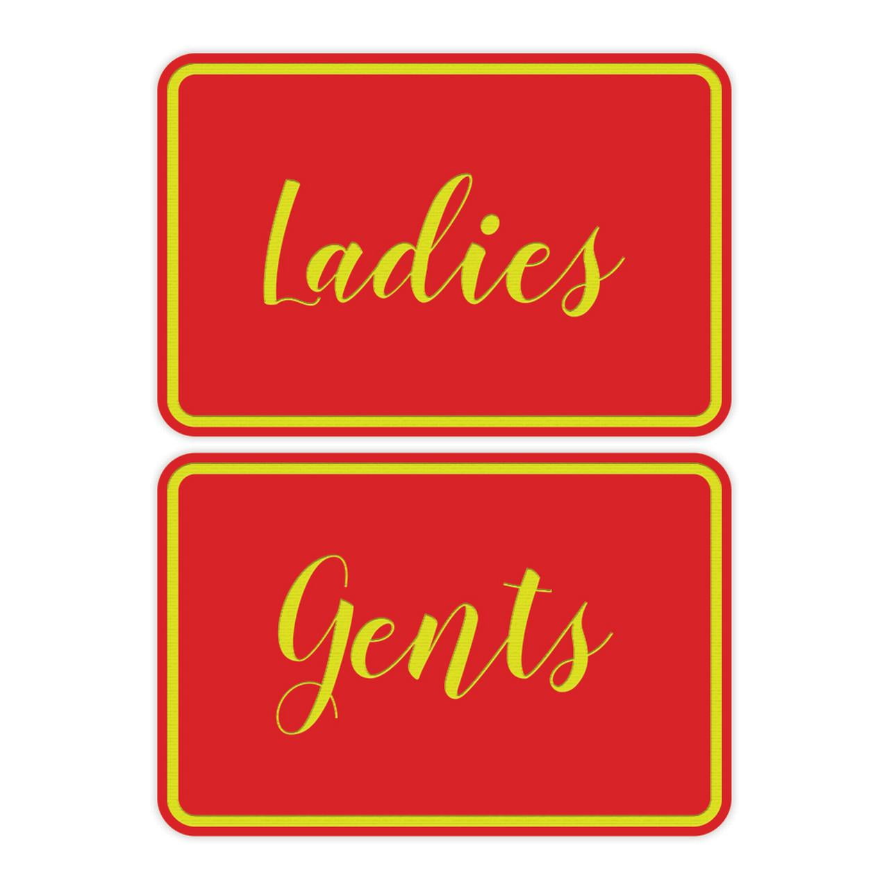 Classic Framed Ladies And Gents Sign Set (Red/Yellow) - Large - Walmart.com