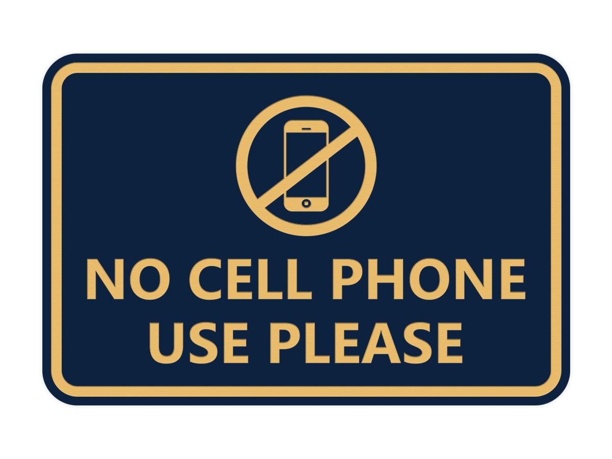 Classic Framed No Cell Phone Use Please (Navy Blue/Gold) - Large ...