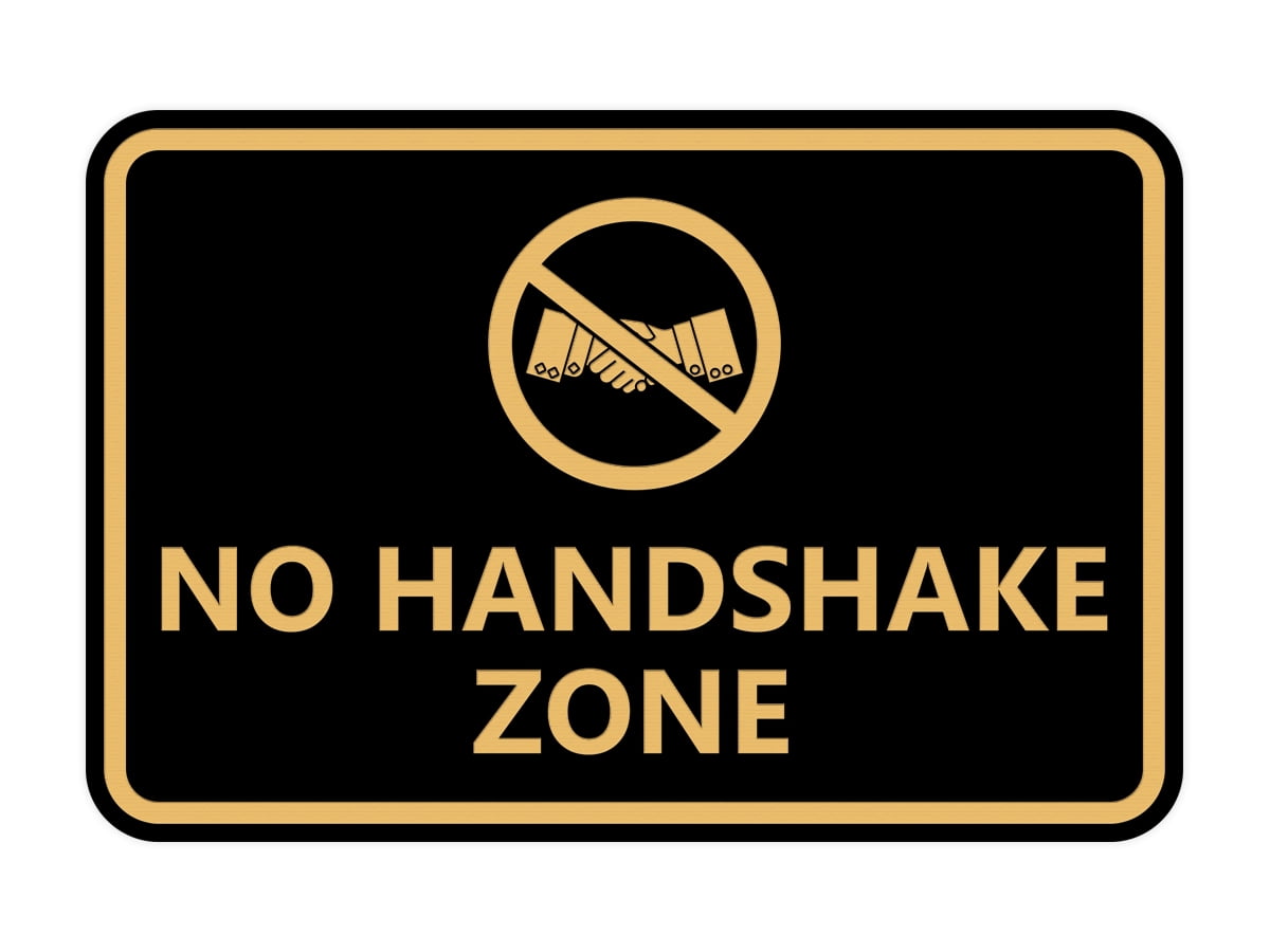 Classic Framed No Handshake Zone Sign (Black /Gold) - Small 4x6 ...