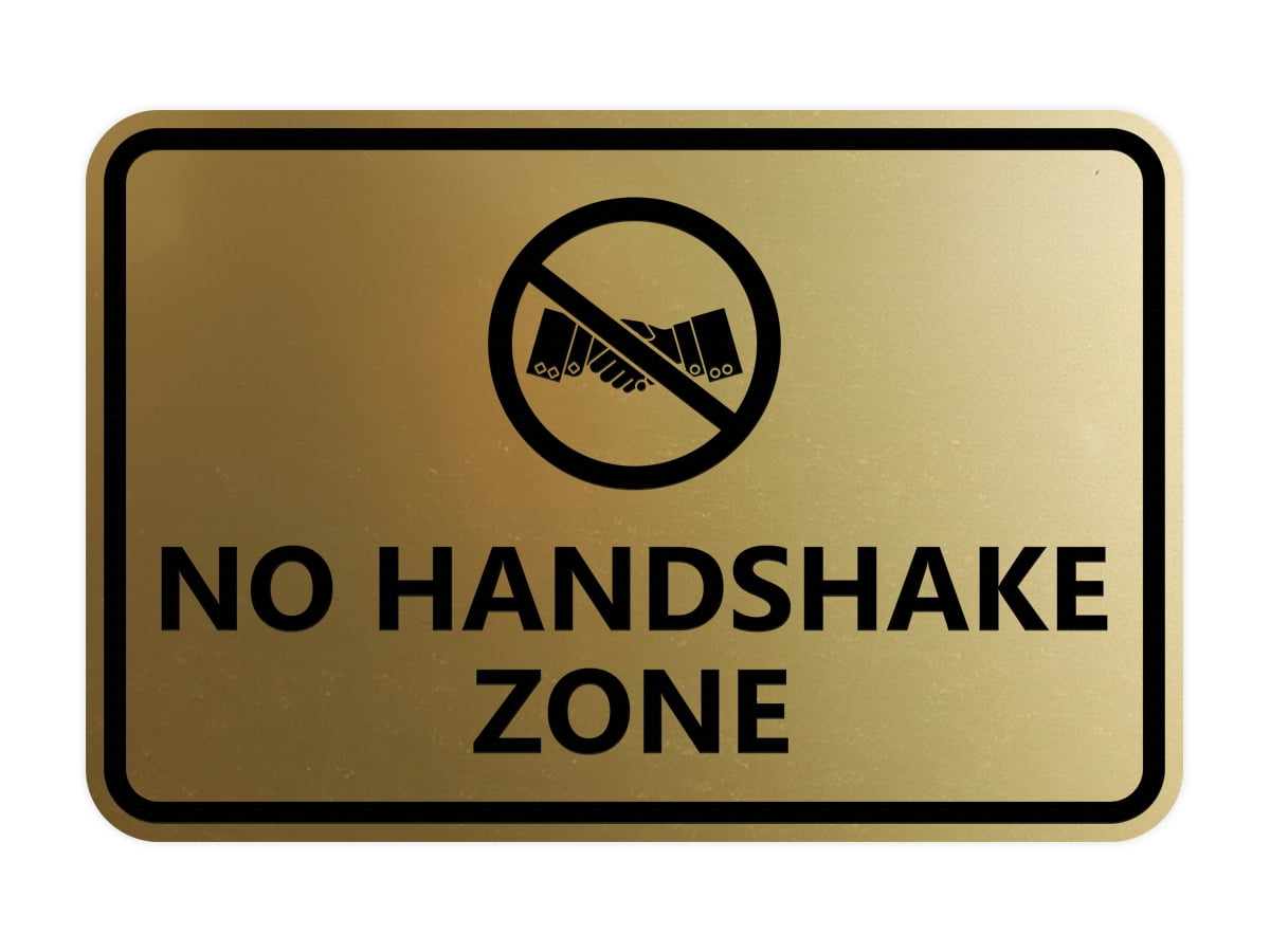 Classic Framed No Handshake Zone Sign (Brushed Gold) - Small 4x6 ...