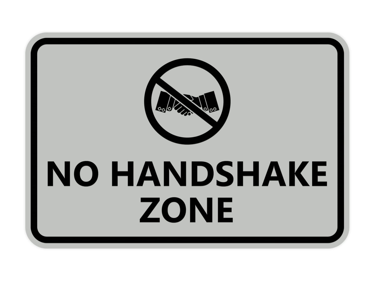 Classic Framed No Handshake Zone Sign (Lt Gray) - Small 4x6" - Walmart.com