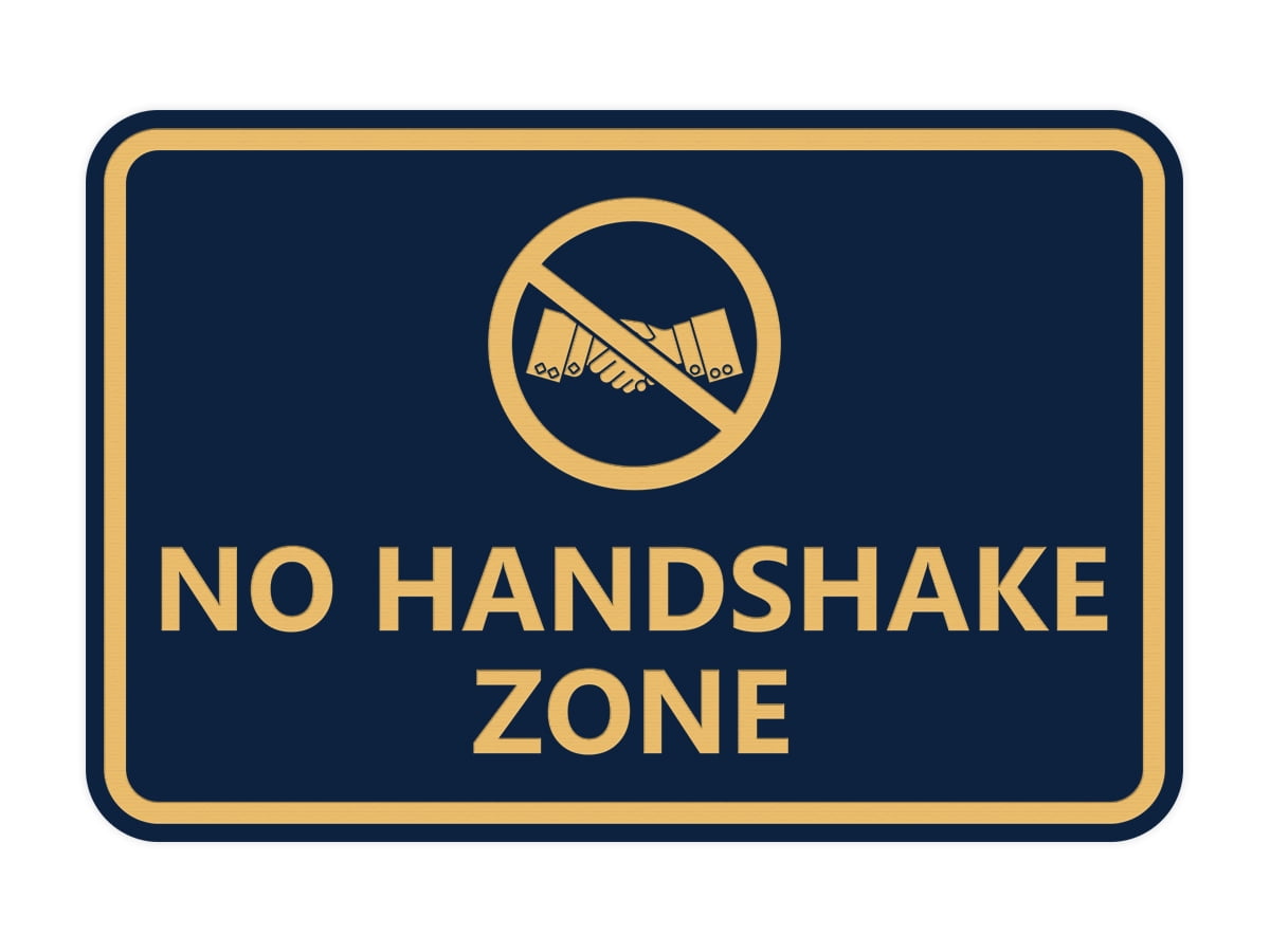 Classic Framed No Handshake Zone Sign (Navy Blue/Gold) - Small 4x6 ...