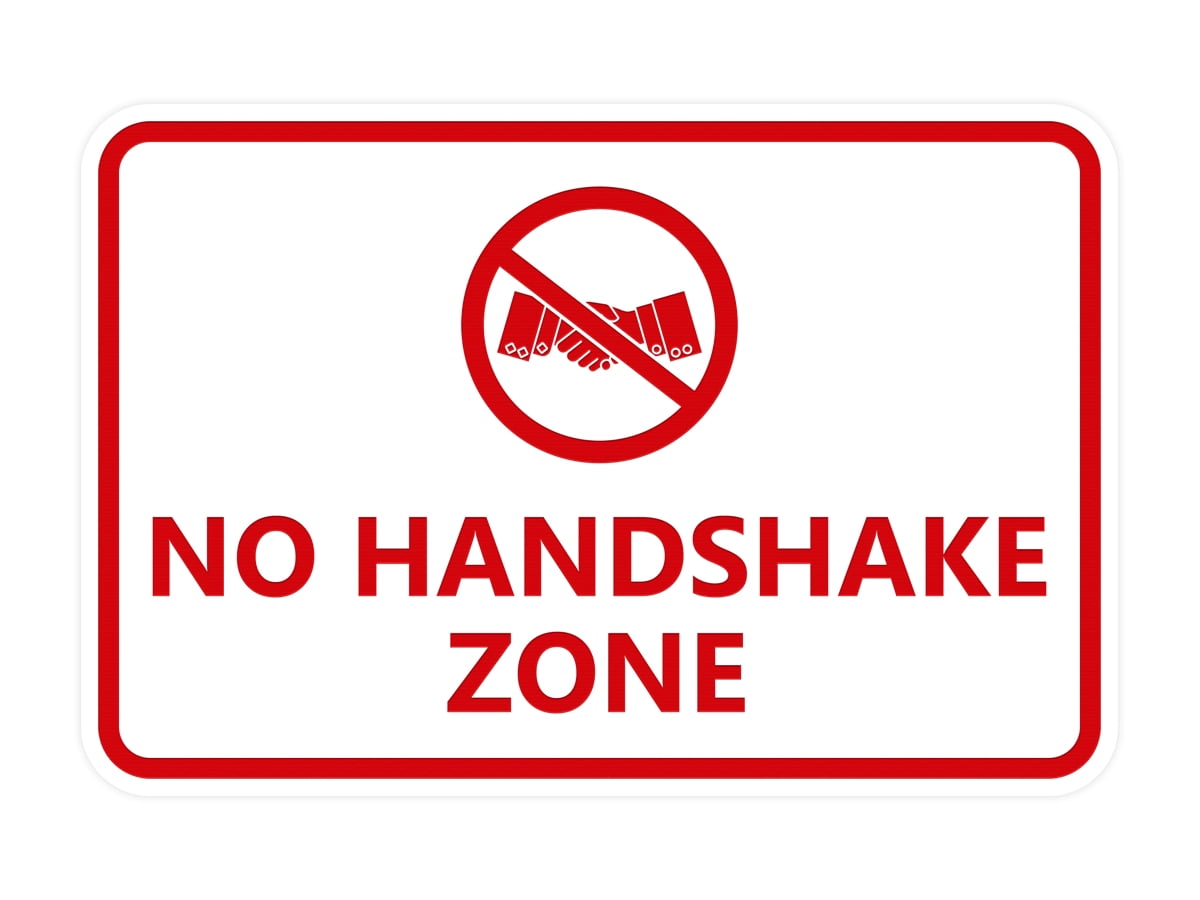 Classic Framed No Handshake Zone Sign (White/Red) - Medium 5x7 ...