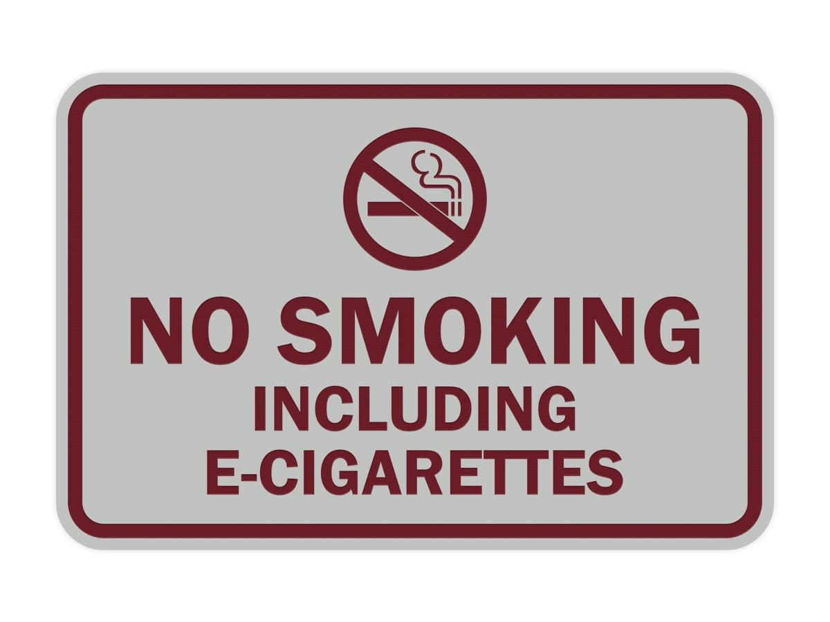Classic Framed No Smoking Including E-Cigarettes Sign (Light Grey ...