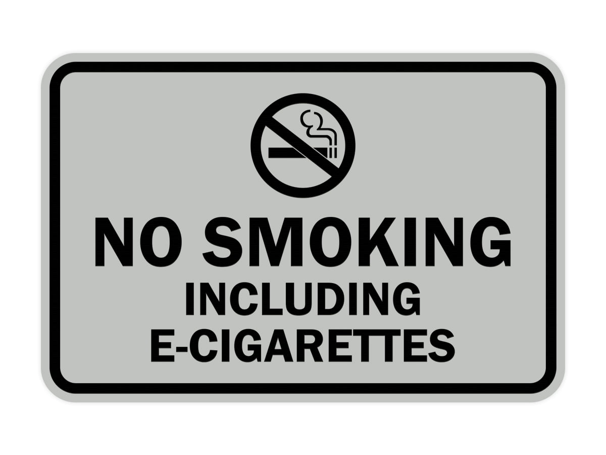 Classic Framed No Smoking Including E-Cigarettes Sign (Lt Gray ...