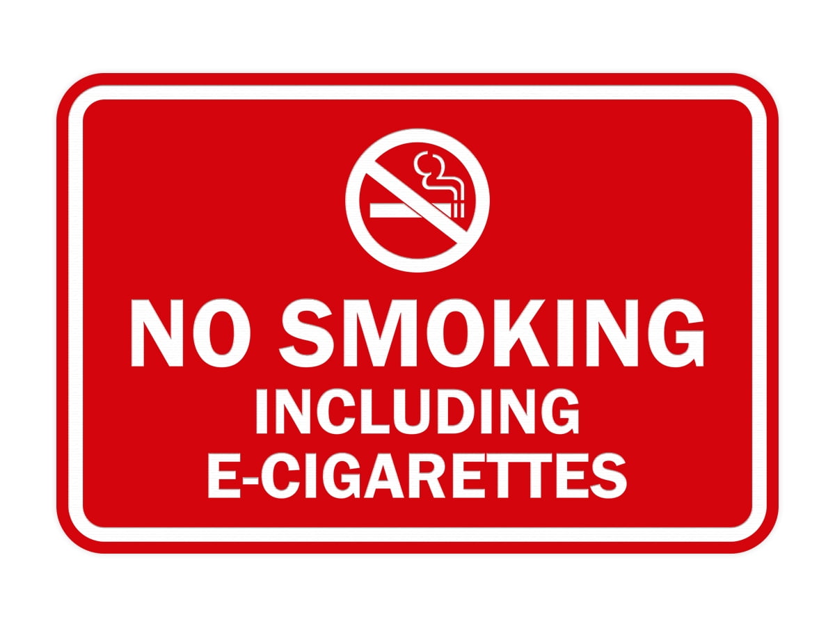 Classic Framed No Smoking Including E-Cigarettes Sign (Red) - Large ...