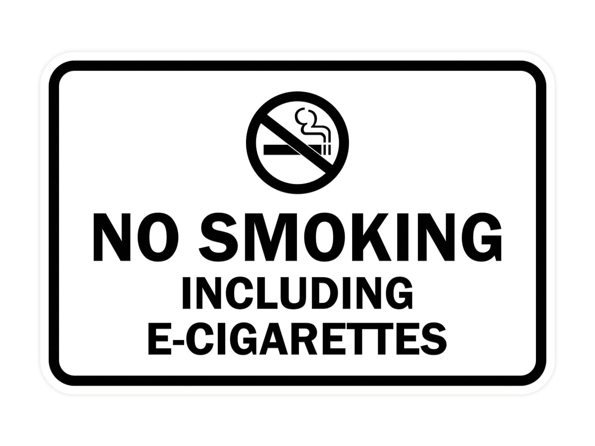 Classic Framed No Smoking Including E-Cigarettes Sign (White) - Medium ...