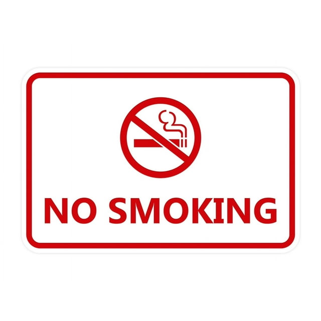 Classic Framed No Smoking Sign (White/Red) - Large - Walmart.com