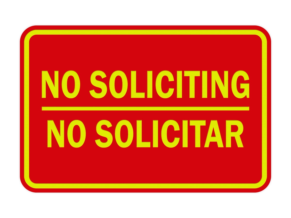 Classic Framed No Soliciting No Solicitar Sign (Red/Yellow) - Small ...