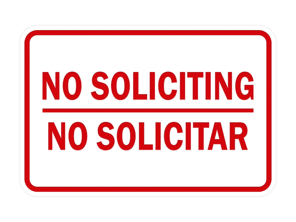 Classic Framed No Soliciting No Solicitar Sign (White/Red) - Medium ...