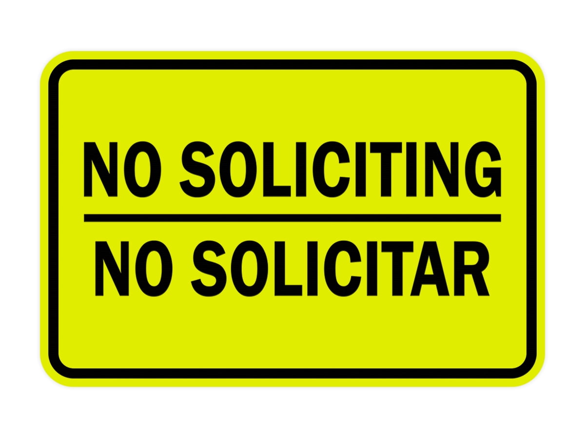 Classic Framed No Soliciting No Solicitar Sign (Yellow / Black) - Small ...